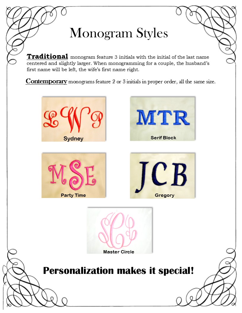 Monogramming Information and How-To’s